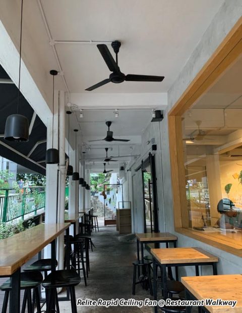 Commercial_Relite Rapid Ceiling Fan @ Restaurant Walkway - Khinds Systems